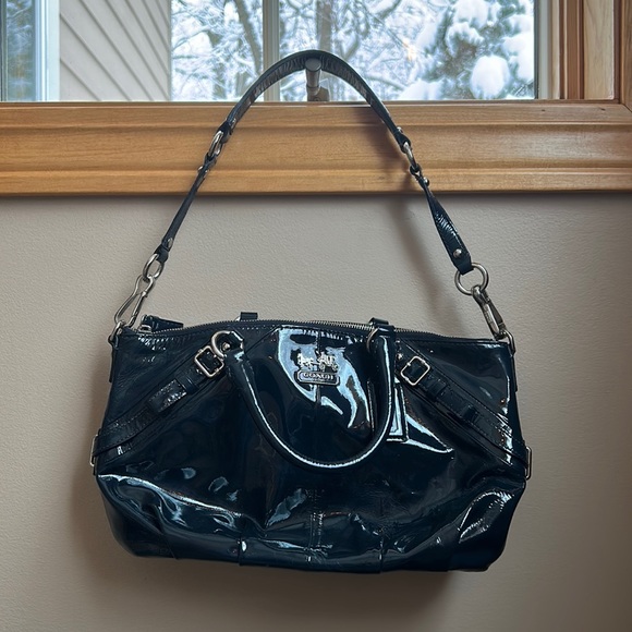 Coach | Bags | Coach Navy Blue Patent Leather Purse | Poshmark